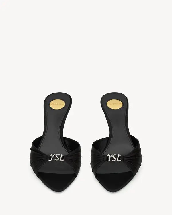 Saint Laurent Jerry Mules In Satin Crepe And Rhinestones