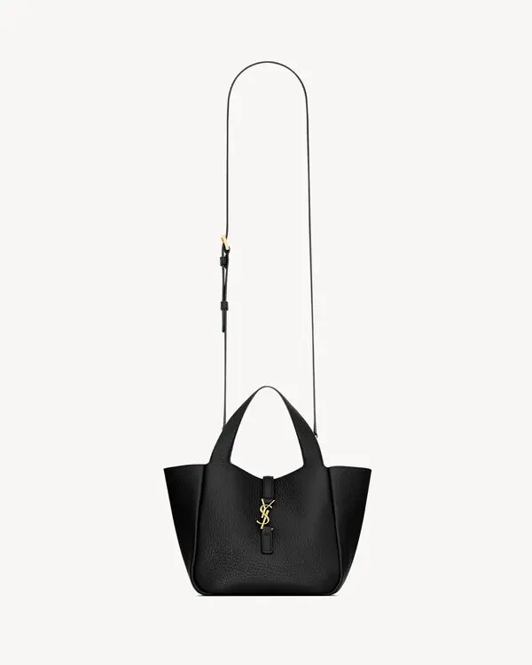 Saint Laurent Le 5 À 7 Baby Bea Baguette In Grained Leather - Black