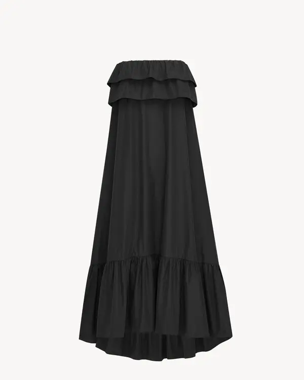 Saint Laurent Strapless Technical Canvas Prairie Dress - Noir