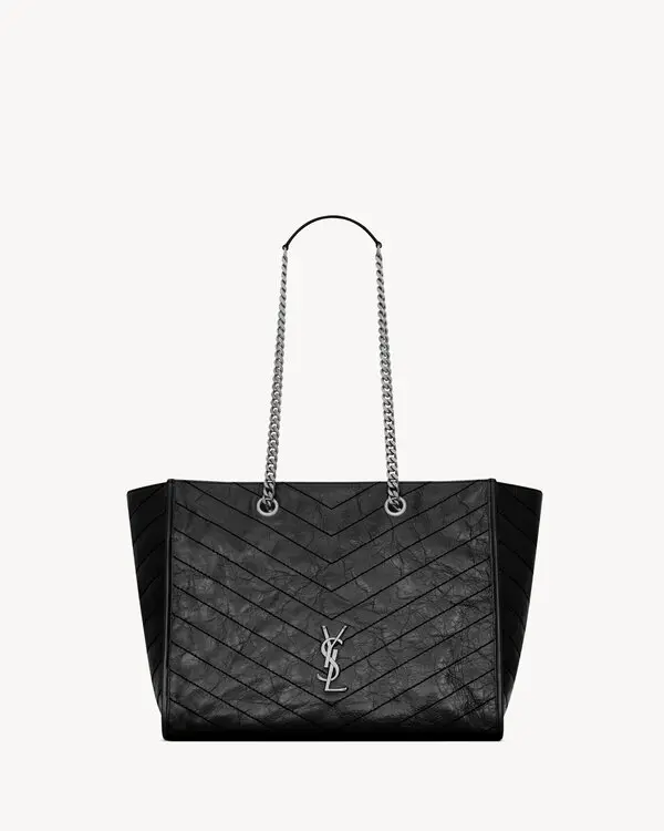 Saint Laurent Niki Shopping Bag In Vintage Leather - Black
