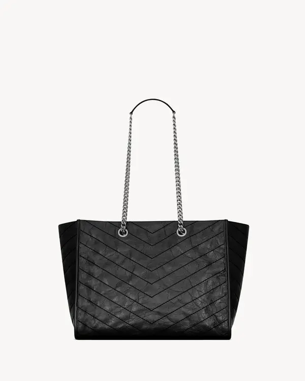 Saint Laurent Niki Shopping Bag In Vintage Leather - Black
