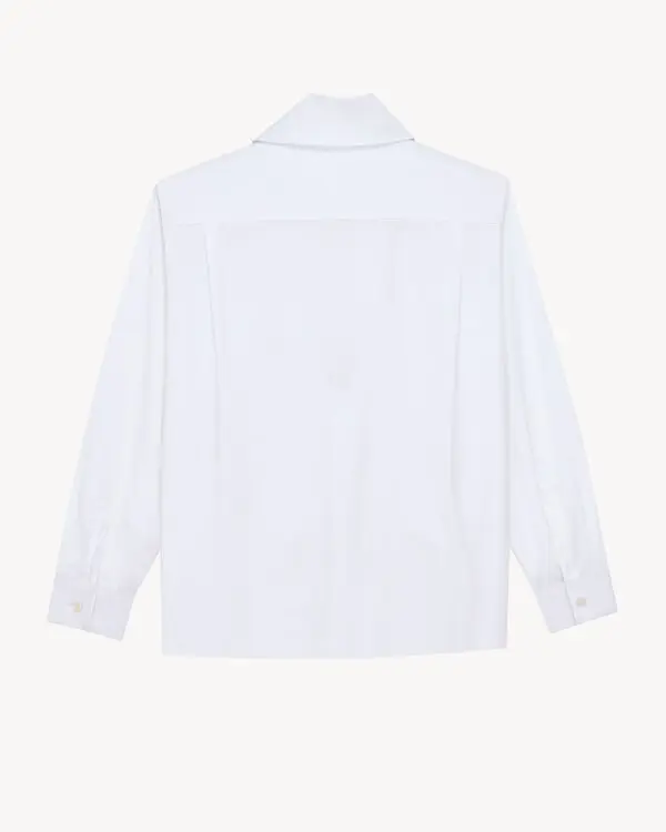 Saint Laurent Lavallière Shirt In Cotton Poplin - Blanc