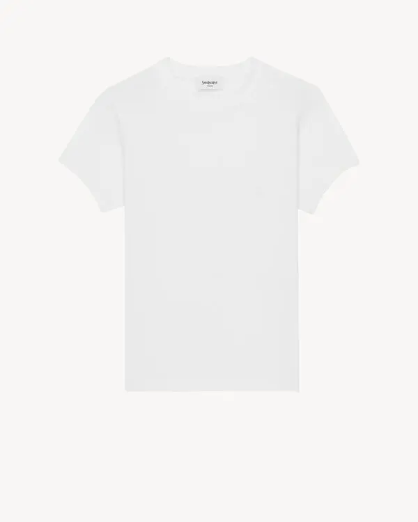 Saint Laurent Cassandre T-shirt In Ribbed Cotton