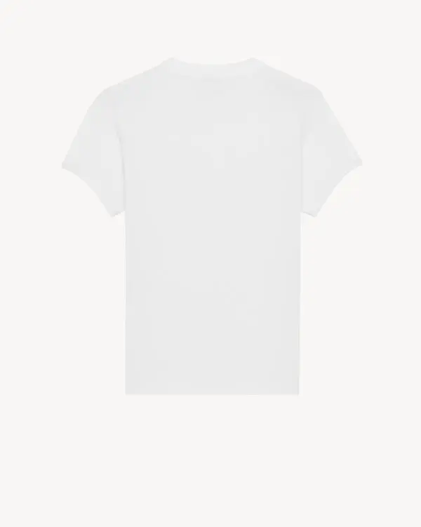 Saint Laurent Cassandre T-shirt In Ribbed Cotton