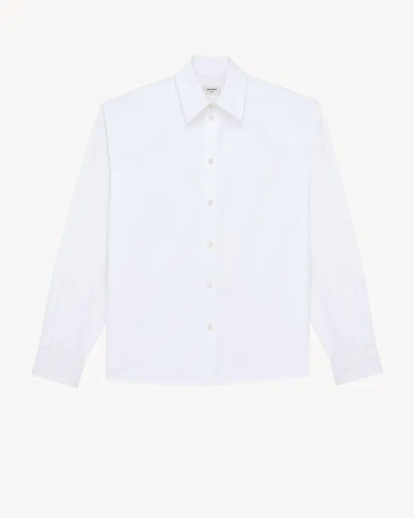 Saint Laurent Oversized Cotton Poplin Shirt - Blanc