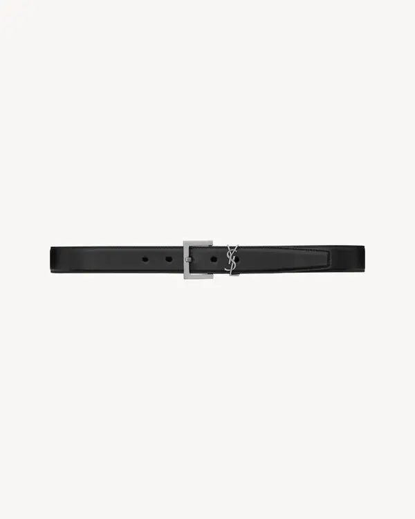 Saint Laurent Cassandre Belt In Smooth Leather - Black