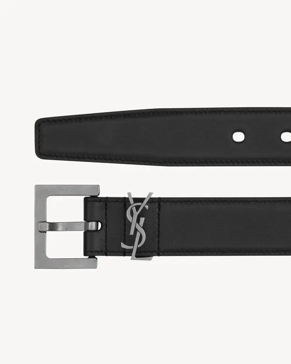Saint Laurent Cassandre Belt In Smooth Leather - Black