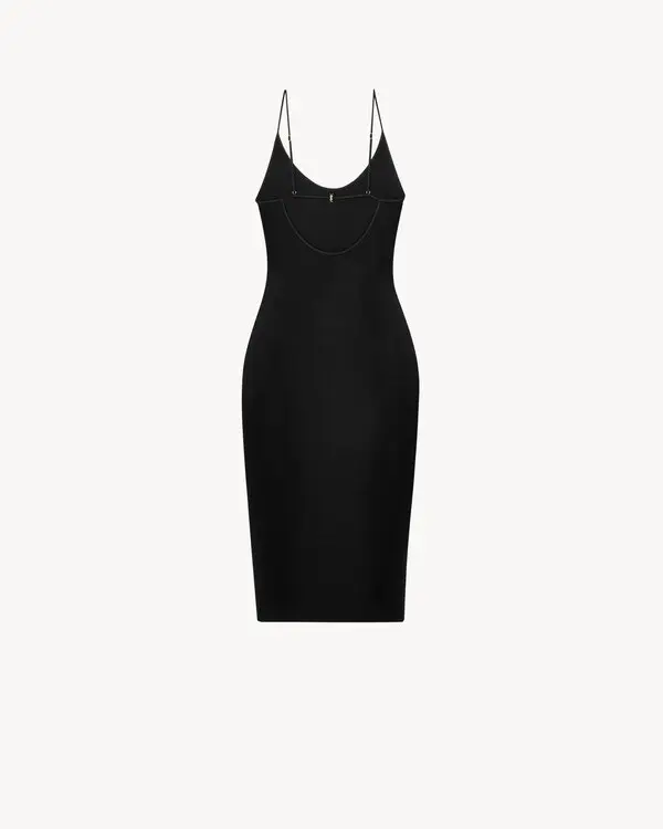 Saint Laurent Cassandre Open-back Ribbed Knit Dress