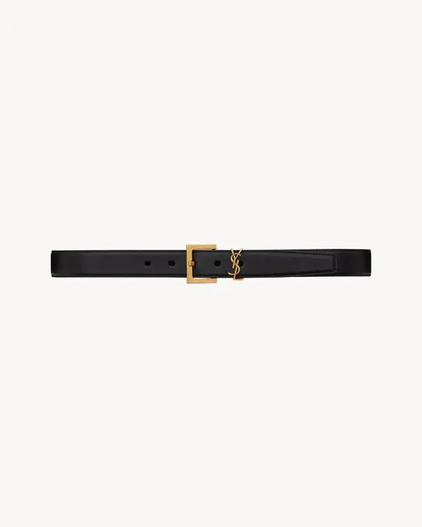 Saint Laurent Cassandre Belt In Smooth Leather - Black