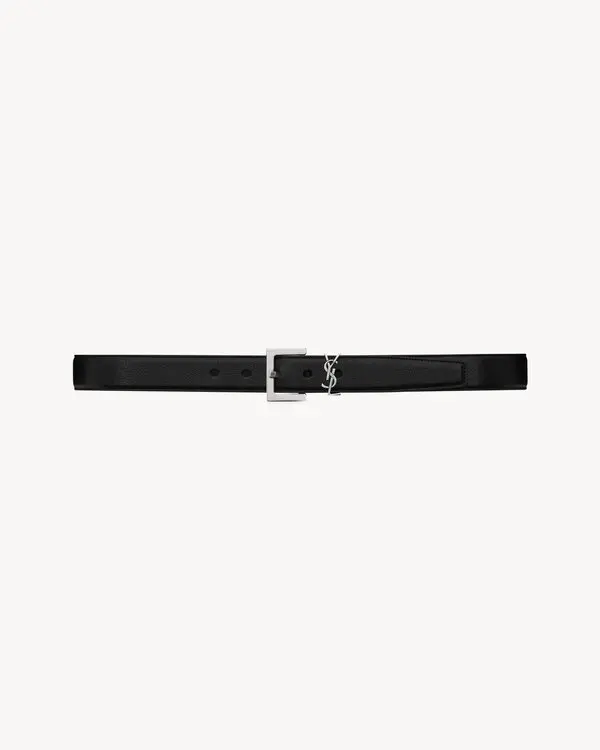 Saint Laurent Cassandre Belt In Smooth Leather - Black