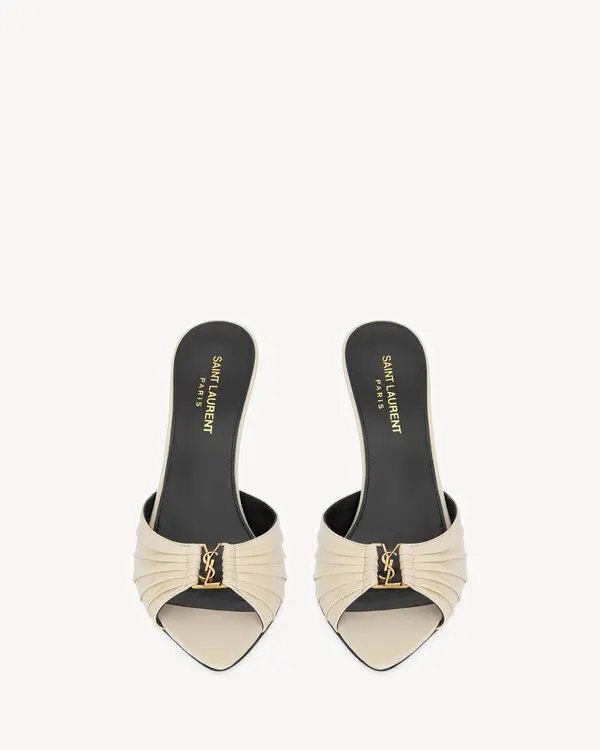Saint Laurent Babylone Mules In Smooth Leather - White