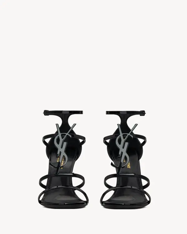 Saint Laurent Cassandra Sandals In Patent Leather - Black