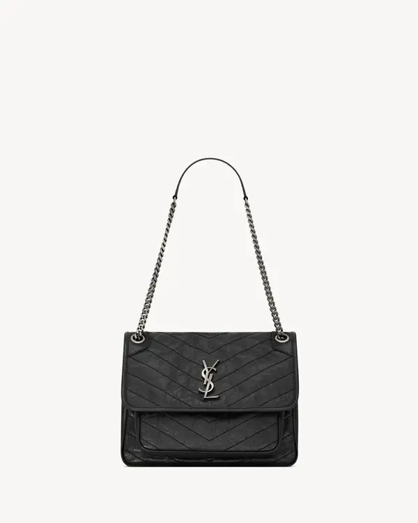 Saint Laurent Niki Medium Bag In Vintage Leather - Black
