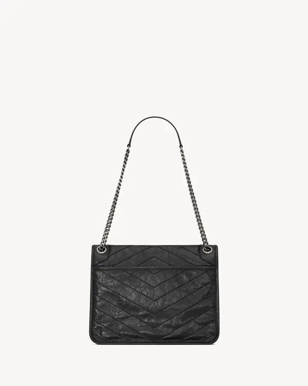 Saint Laurent Niki Medium Bag In Vintage Leather - Black