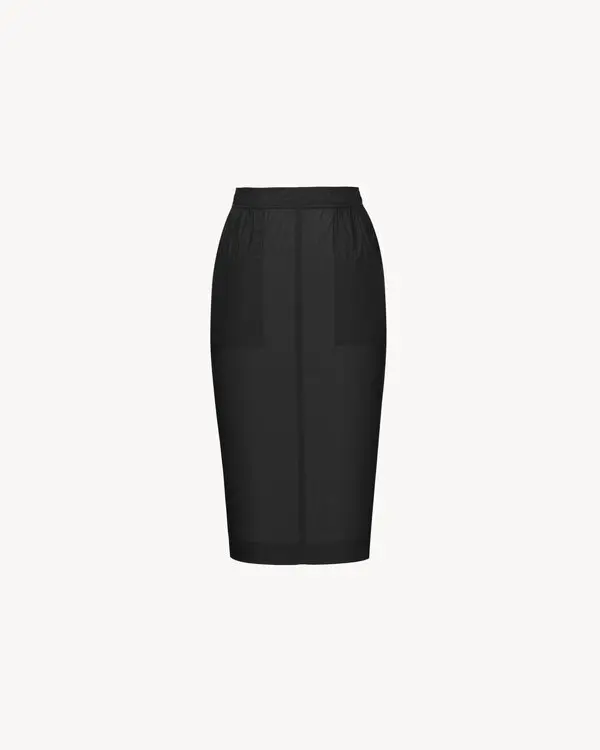Saint Laurent Pencil Skirt In Nylon - Noir
