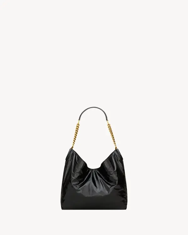 Saint Laurent Hortense Small Hobo Bag In Shiny Leather