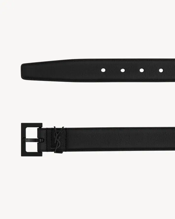 Saint Laurent Cassandre Belt In Smooth Leather - Black