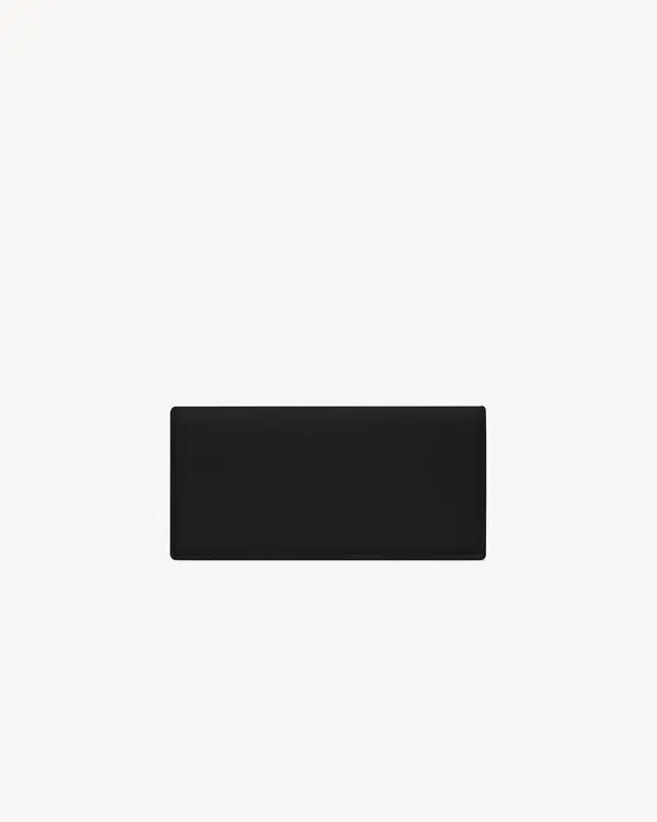 Saint Laurent Tiny Cassandre Flat Wallet In Grained Leather - Black