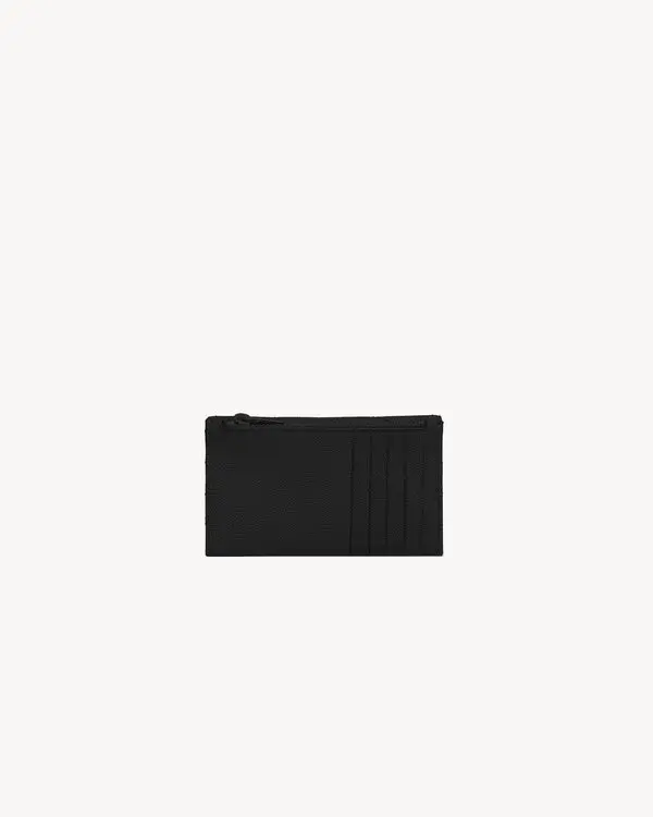 Saint Laurent Cassandre Matelassé Fragments Flap Card Case In Grain De Poudre Leather