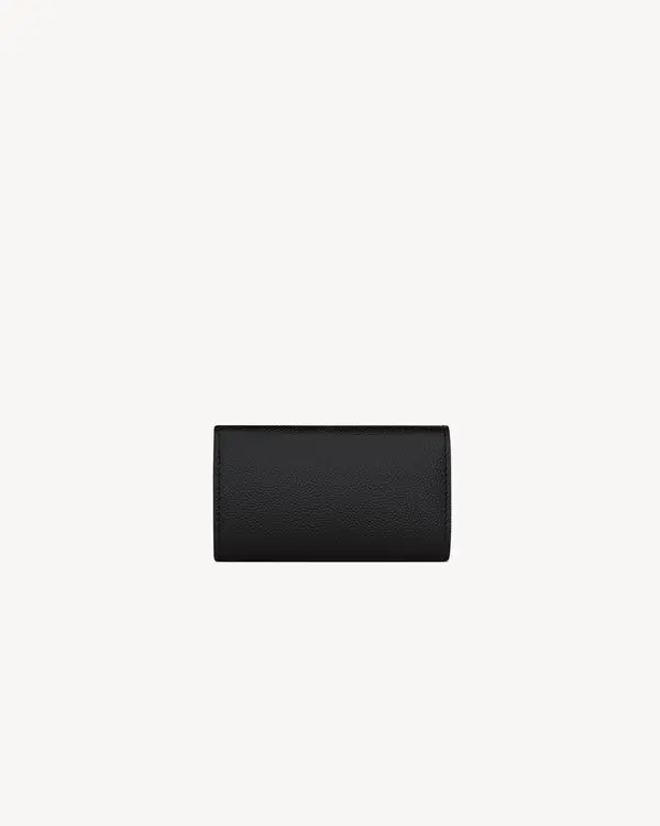 Saint Laurent Slim Key Case In Grain De Poudre Leather