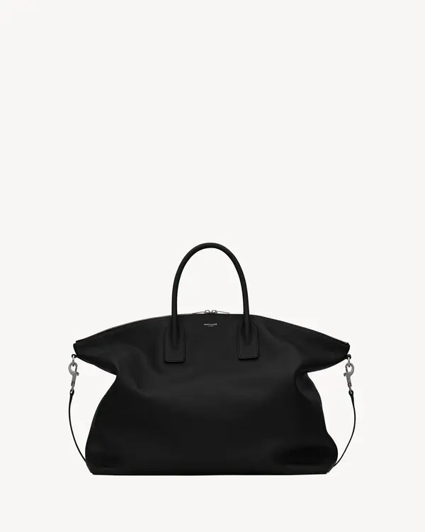 Saint Laurent Grained Leather Bowling Tote - Black