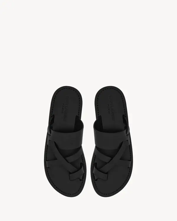 Saint Laurent Culver Slides In Smooth Leather