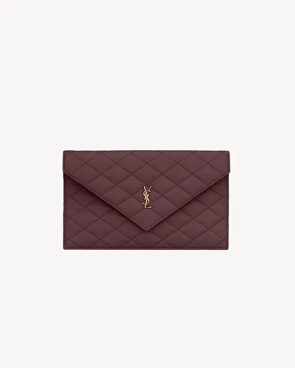 Saint Laurent Pouch In Lambskin - Rouge Cabernet