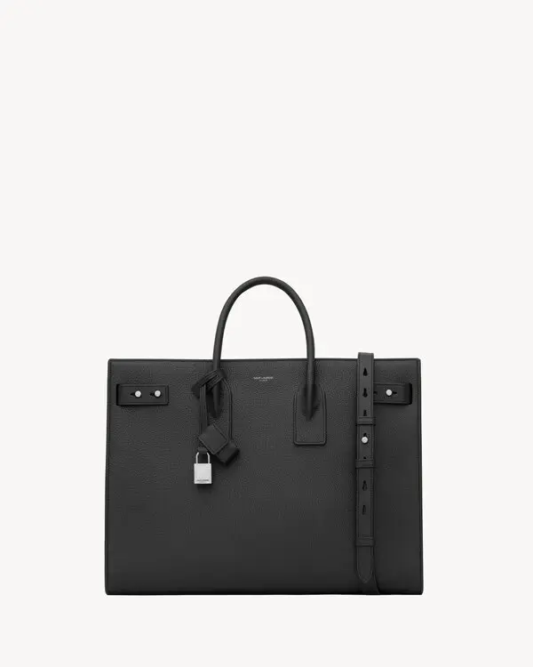 Saint Laurent Sac De Jour Thin Large Grained Leather Bag - Black