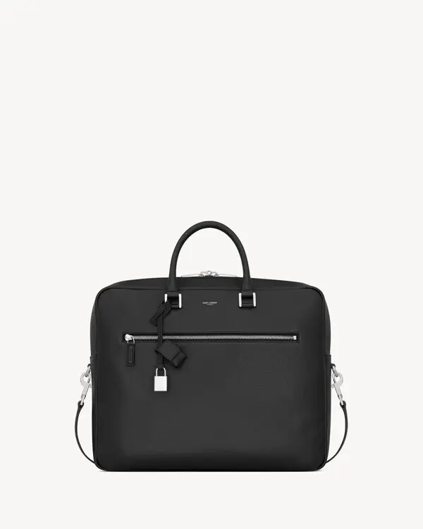 Saint Laurent Sac De Jour Large Briefcase In Grained Leather - Black