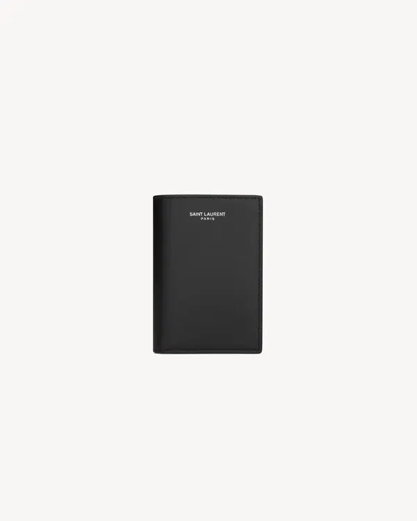Saint Laurent Paris Credit Card Wallet In Smooth Leather - Black