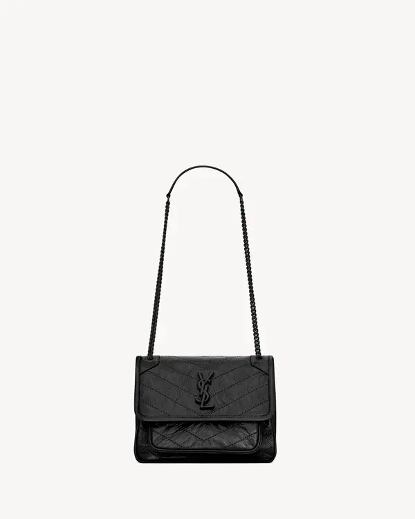 Saint Laurent Niki Baby Vintage Leather Flap Bag - Black