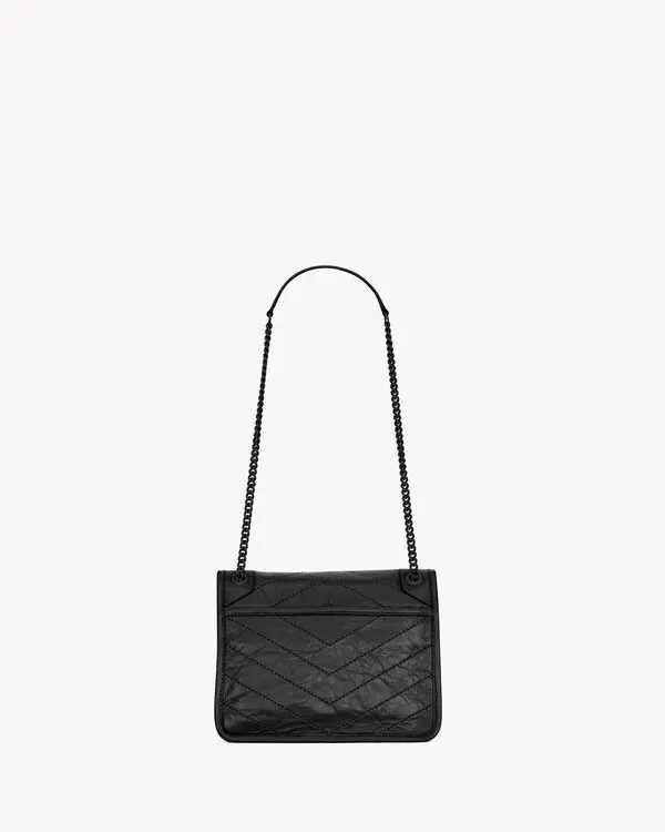 Saint Laurent Niki Baby Vintage Leather Flap Bag - Black