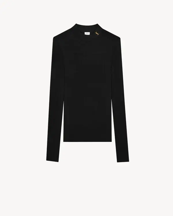 Saint Laurent Ribbed Silk Sweater Cassandre