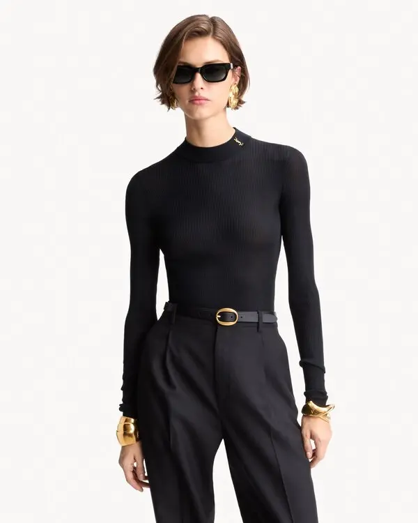 Saint Laurent Ribbed Silk Sweater Cassandre