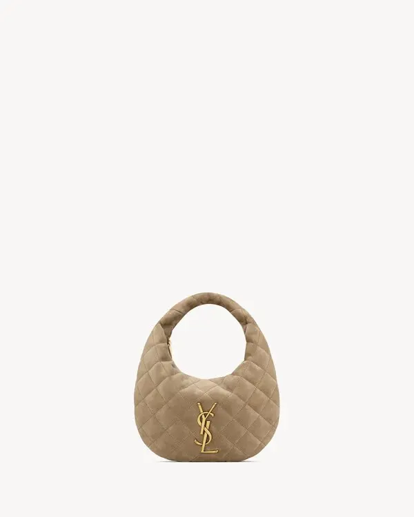 Saint Laurent Icarino Quilted Suede Handheld Bag - Light Cumin