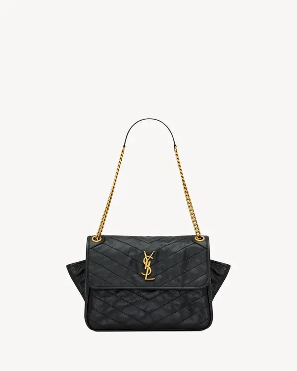 Saint Laurent Niki Tripouch Bag In Vintage Leather - Black