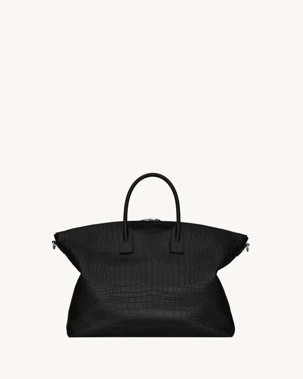 Saint Laurent Crocodile-embossed Leather Bowling Tote