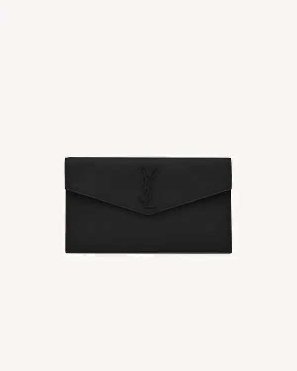 Saint Laurent Grain De Poudre Leather Cassandre Pouch - Black