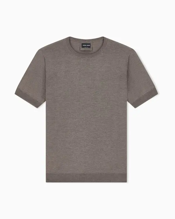 Giorgio Armani Slim-fit Silk And Cotton Knit Sweater - Brown