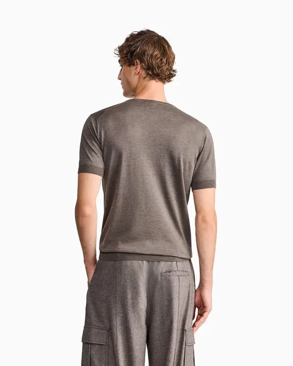 Giorgio Armani Slim-fit Silk And Cotton Knit Sweater - Brown