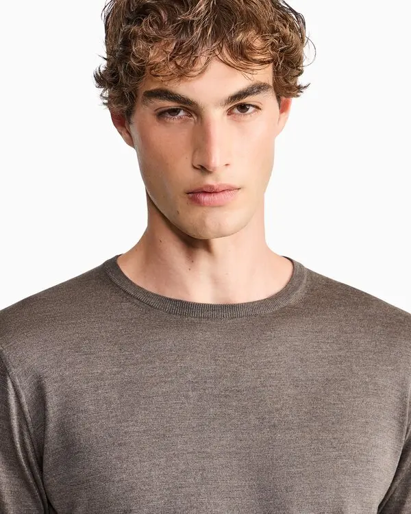 Giorgio Armani Slim-fit Silk And Cotton Knit Sweater - Brown