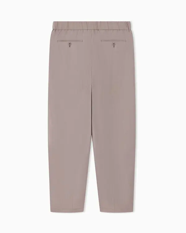 Giorgio Armani Regular Fit Trousers In Washed Silk Blend - Beige