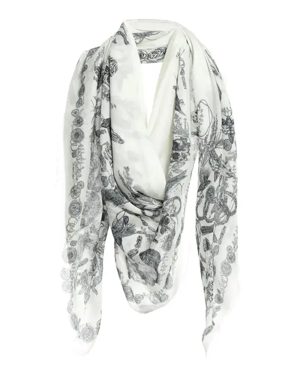 Alexander McQueen Scarf Modal, Silk - White