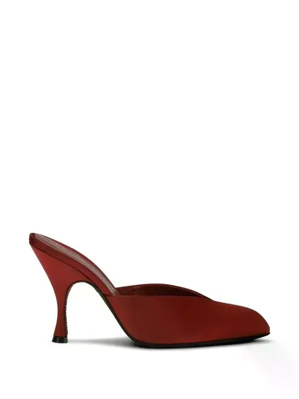 HERBERT LEVINE Satin V-neck Mules - Red