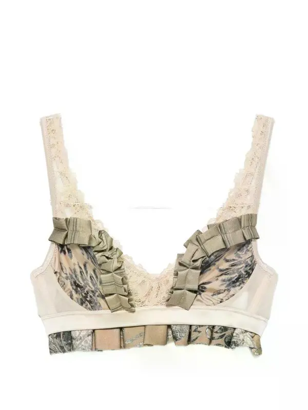 Antonio Marras Ruffled Lace-trim Bra - Neutrals