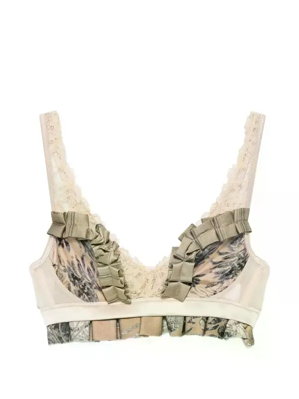 Antonio Marras Ruffled Lace-trim Bra - Neutrals
