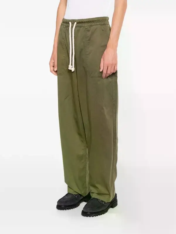 Officine Générale Drawstring-waistband Patch-pocket Trousers - Green