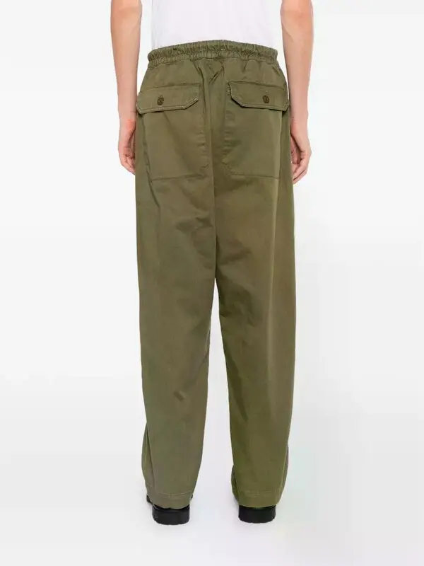 Officine Générale Drawstring-waistband Patch-pocket Trousers - Green
