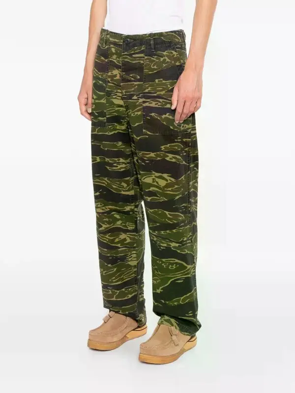 ORSLOW Camouflage Print Straight Leg Trousers - Green