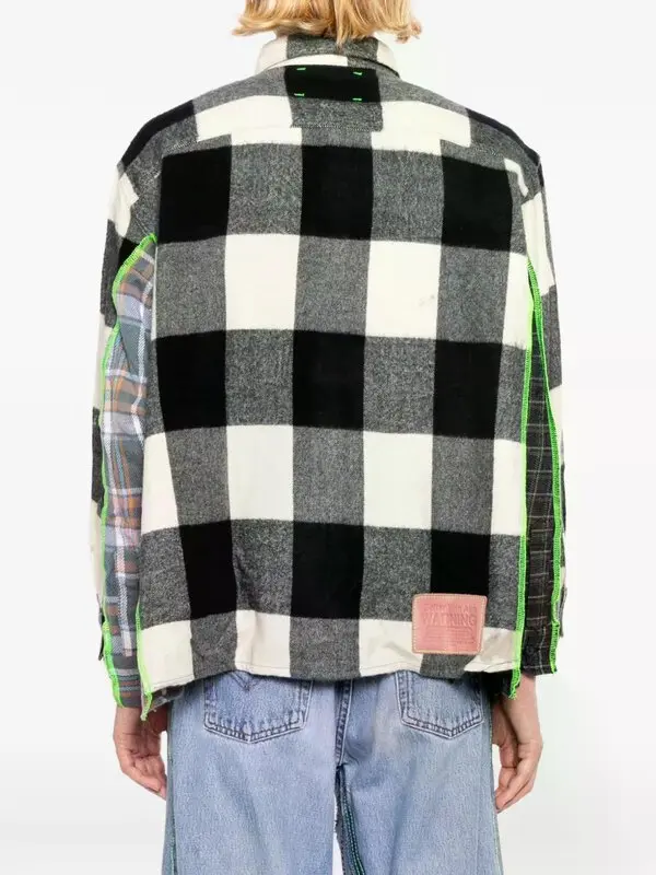 BETTER WITH AGE Patch-embellished Checked Shirt - Black
